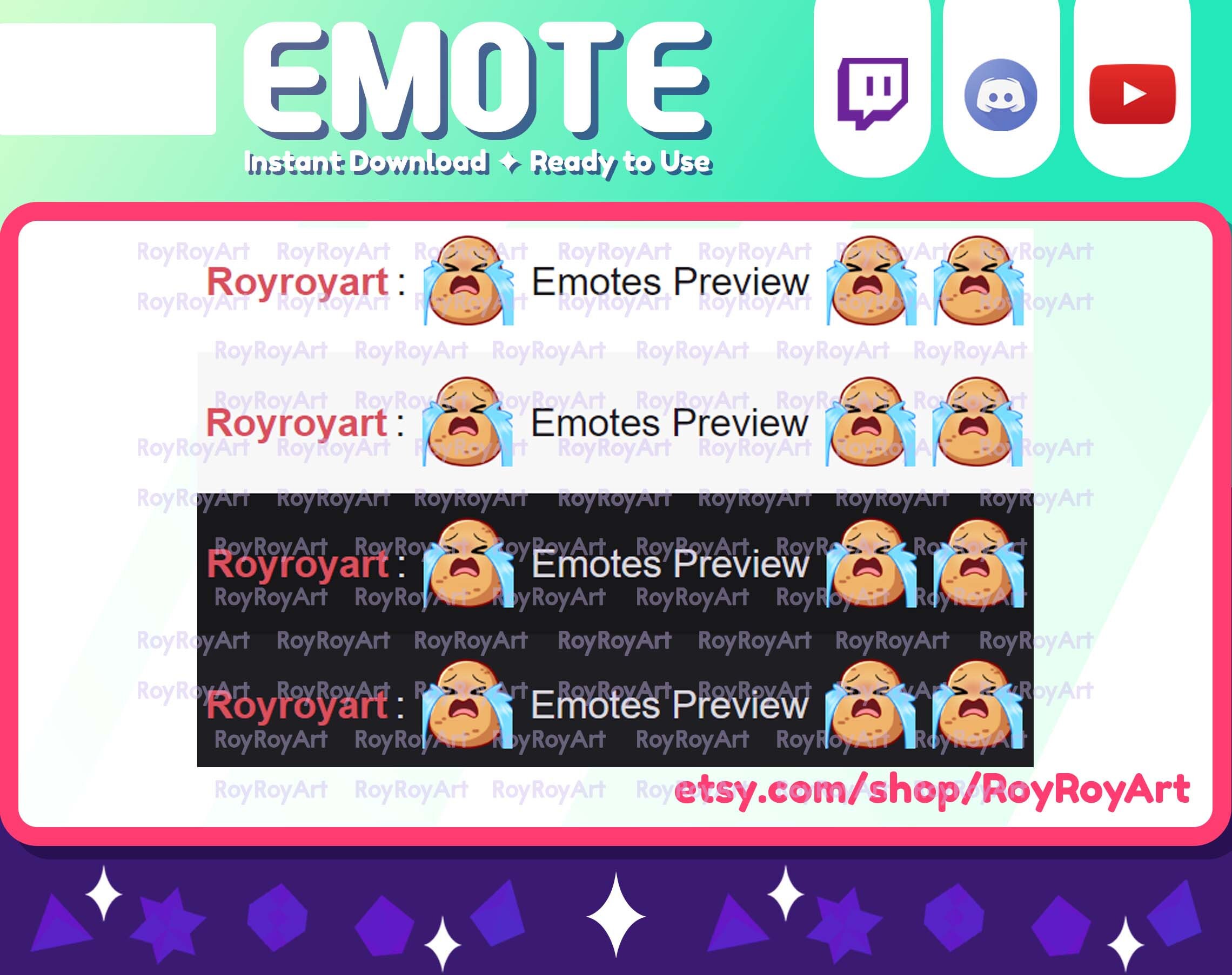 Twitch Emote - Cute Potato Crying Emote / Sub Emoji - Etsy