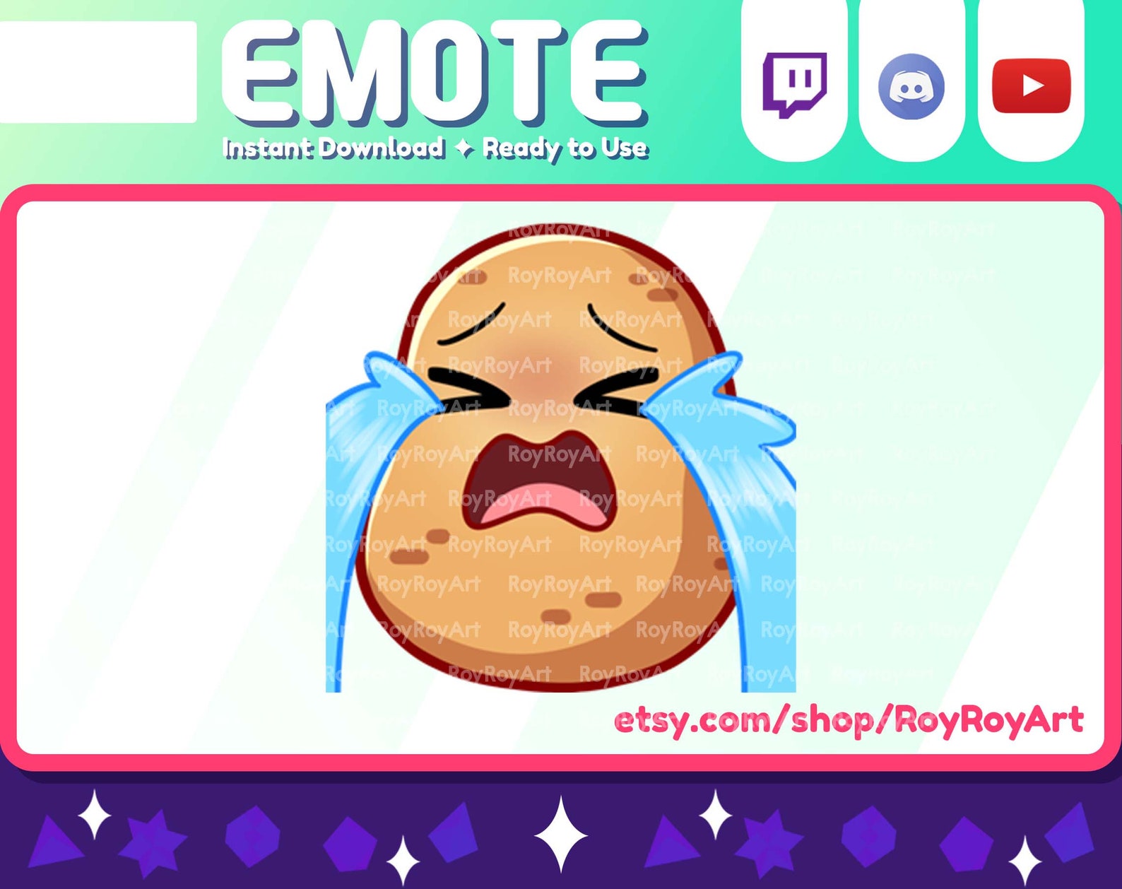 Twitch Emote - Cute Potato Crying Emote / Sub Emoji - Etsy