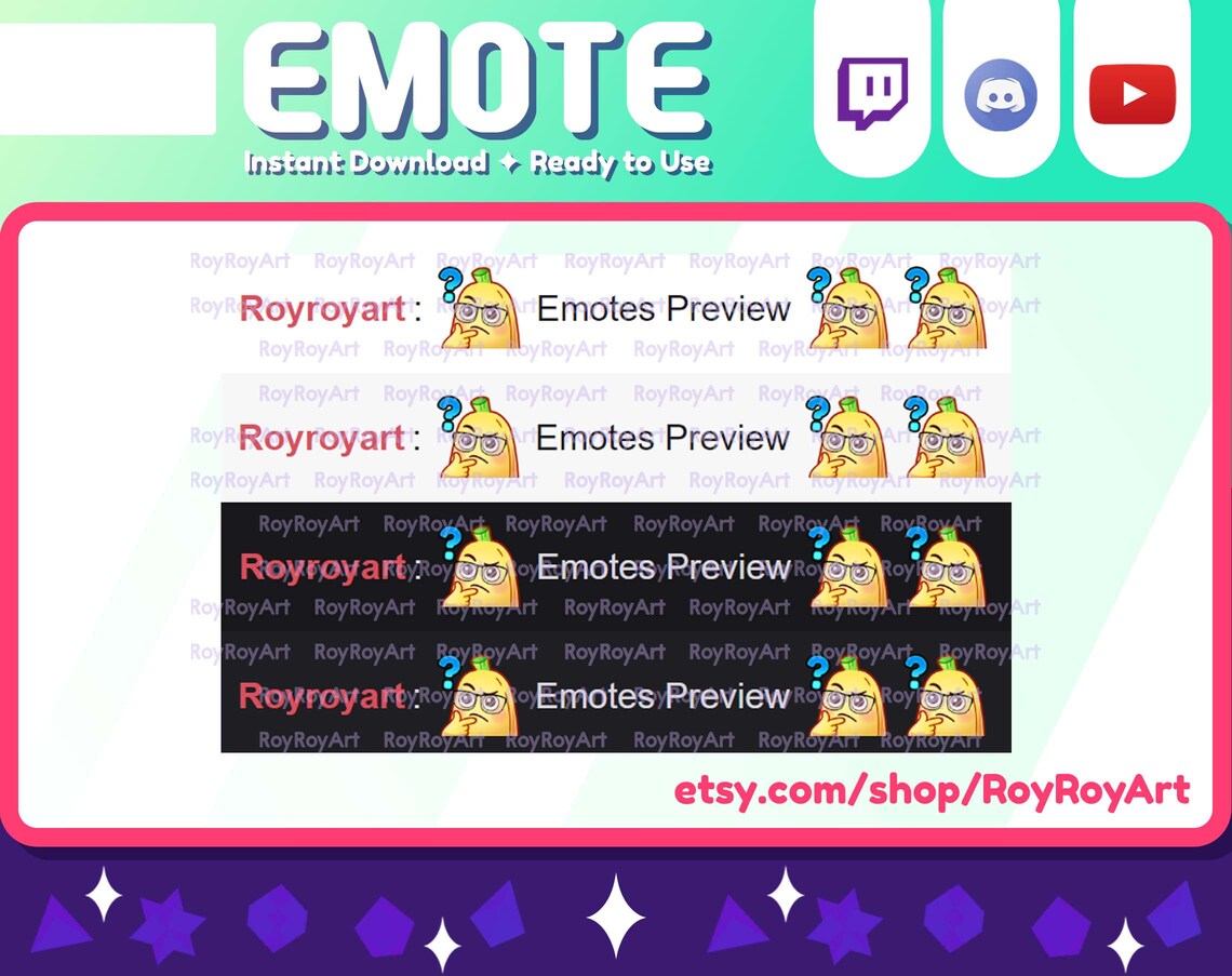 Twitch Emote Cute Banana Thinking Question Emote / Sub Emoji - Etsy