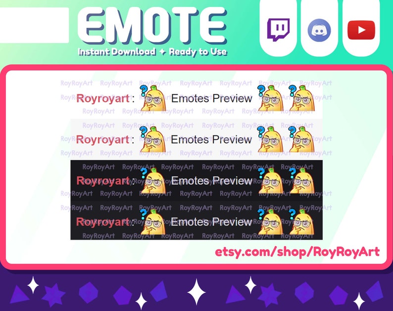 Twitch Emote Cute Banana Thinking Question Emote / Sub Emoji - Etsy