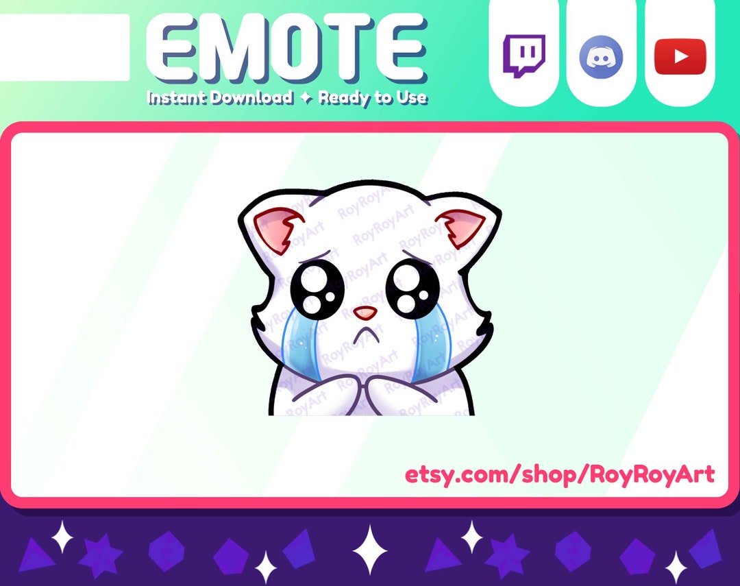 Twitch Emote - White Cat Crying Sad - Etsy