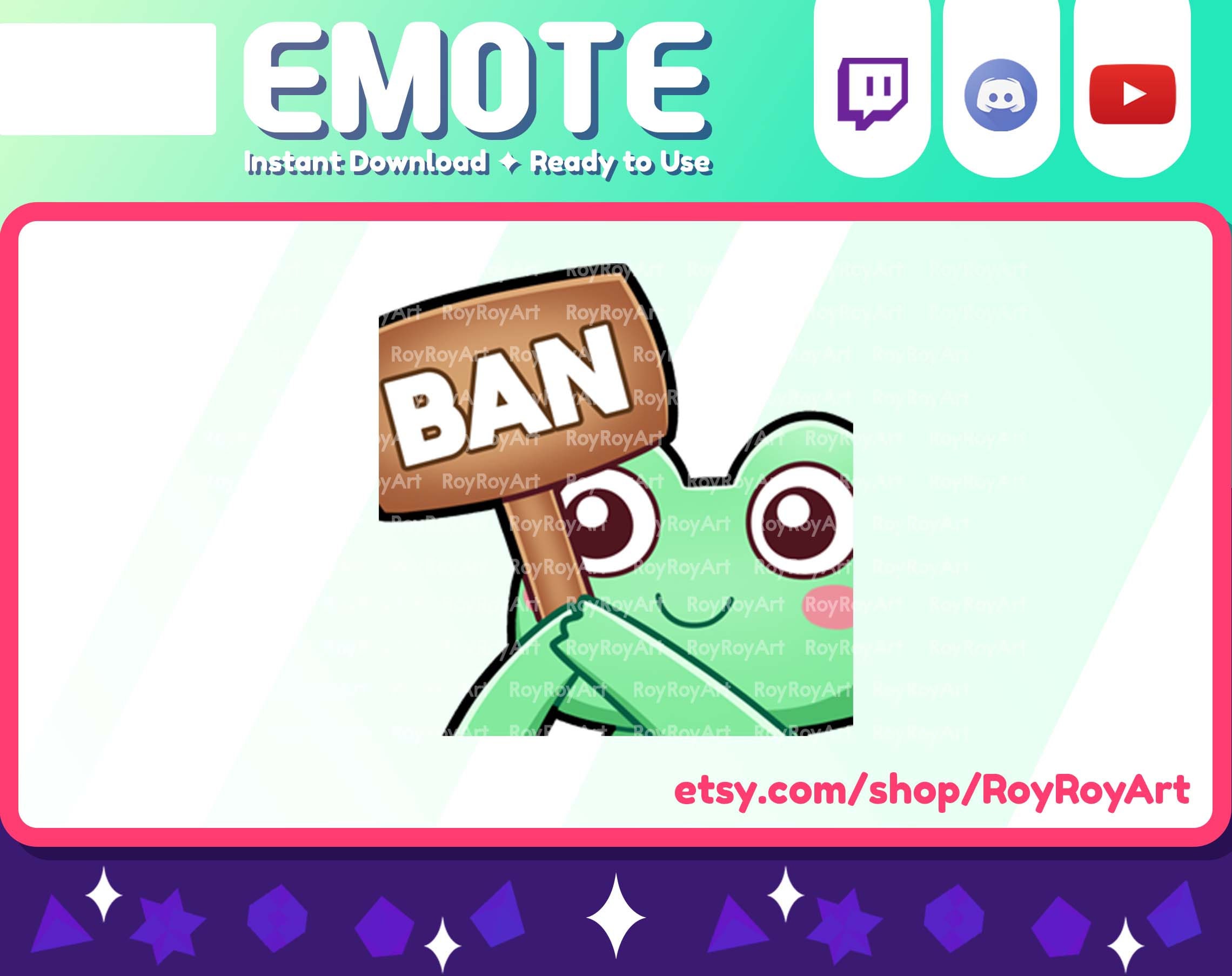 Twitch Emote Cute Frog Toad Ban Emote Hammer Banned / Sub - Etsy Canada