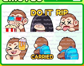 Cute Chibi Monkey Emote Collection Twitch Discord Channel - Etsy