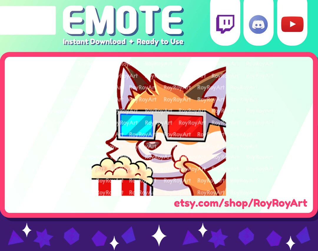 Twitch Emote - Lindo zorro kitsune Palomitas viendo película Sub Emoji ...