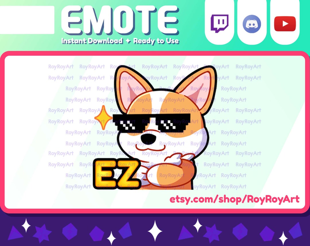 Twitch Emote - Cute Dog Corgi EZ GG Emote / Sub Emoji - Etsy