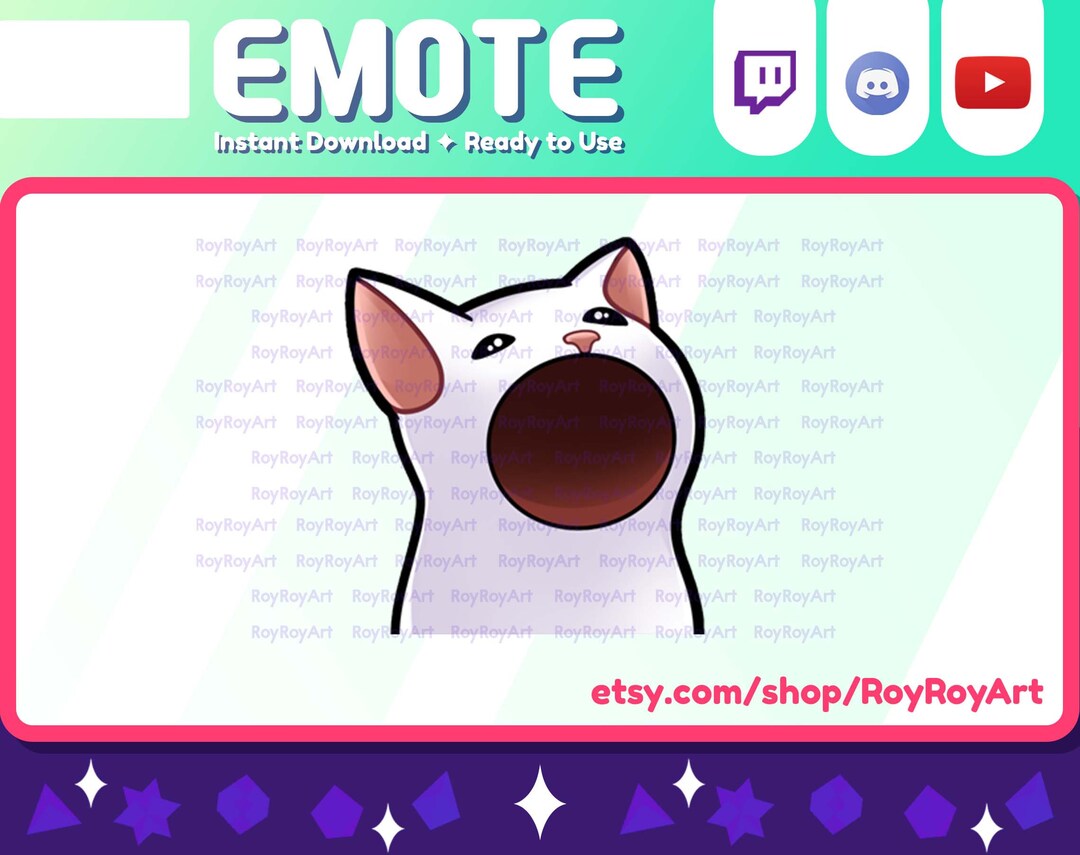 Twitch Emote - White Cat Meme Pog Pop Cat - Etsy