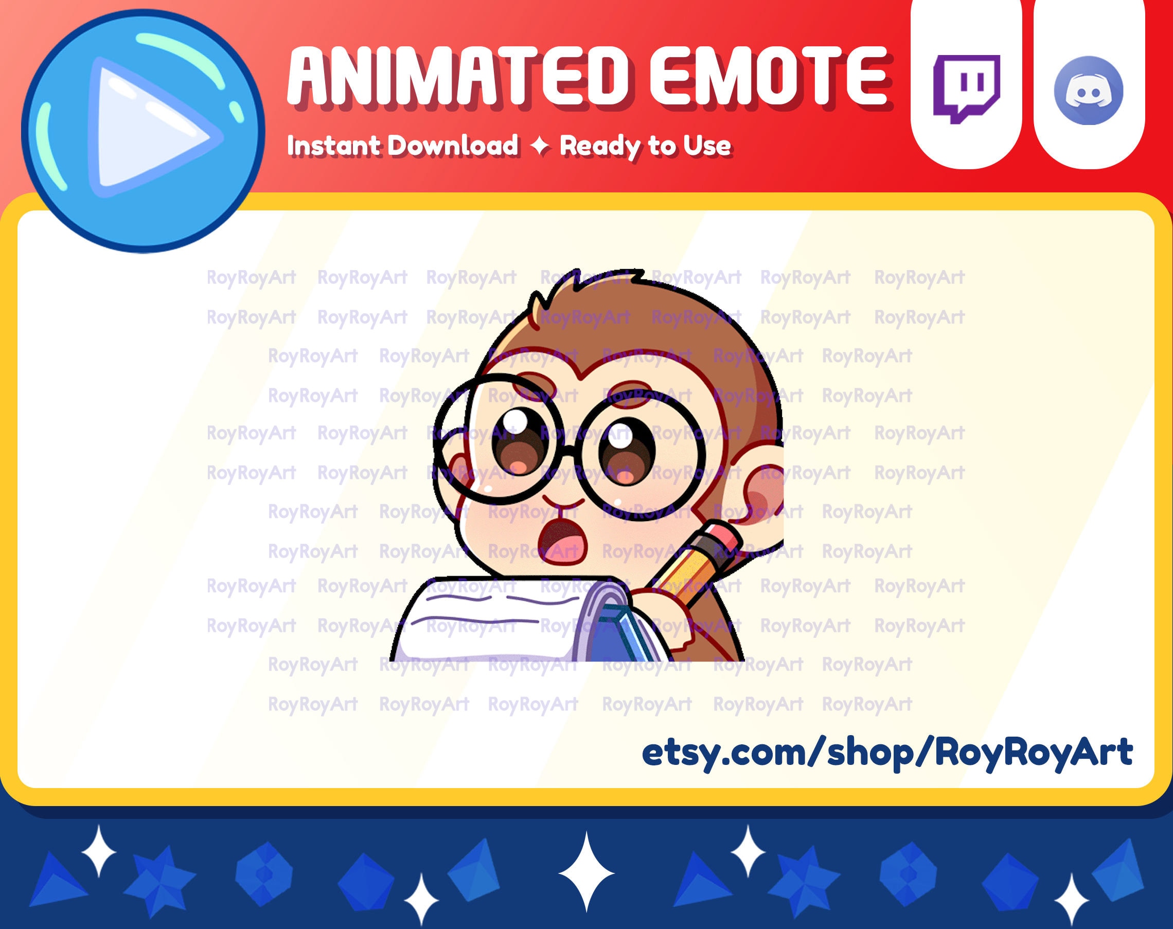 Twitch Emote Animated Cute Monkey Note Emote Animated Gif - Etsy