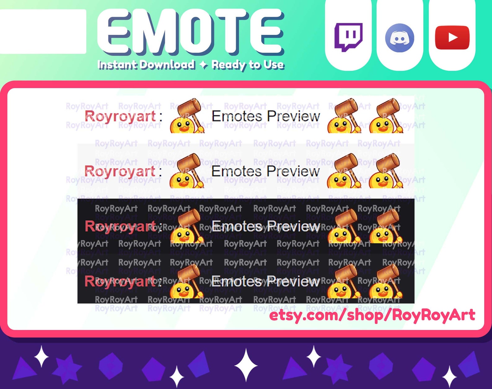 Twitch Emote - Cute Yellow Duck Emote Bonk Hammer / Stream Sub Emoji - Etsy