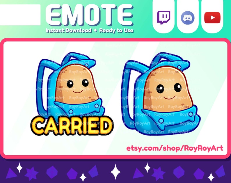 Twitch Emote Cute Potato Carried Carry Emote / Sub Emoji - Etsy