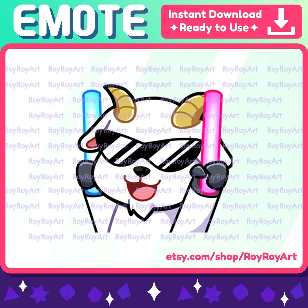Twitch Emote - Cool Goat Rave Lightsticks Emote / Sub Emoji - Etsy