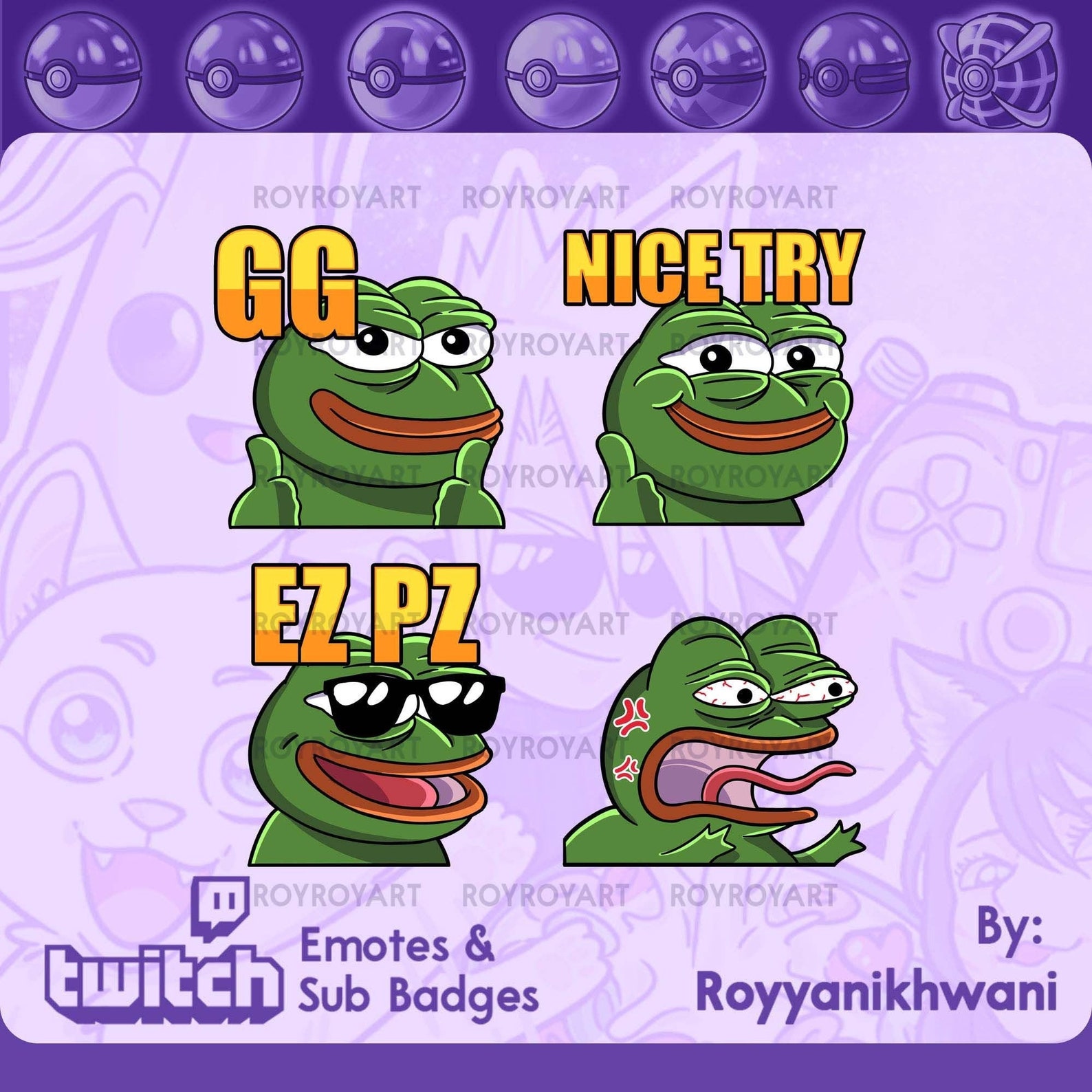 Twitch Emotes Pepe frog emotes pack | Etsy