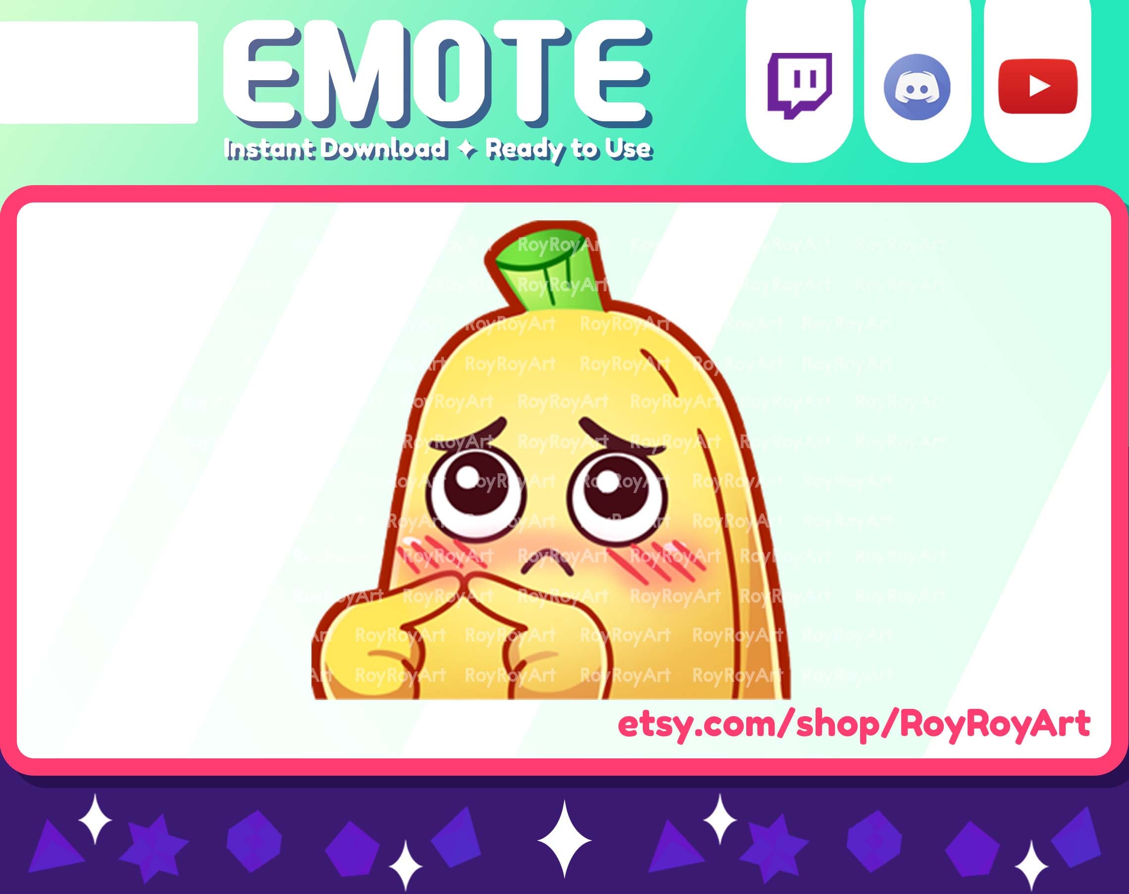 Twitch Emote Cute Banana Shy Emote / Sub Emoji | Etsy