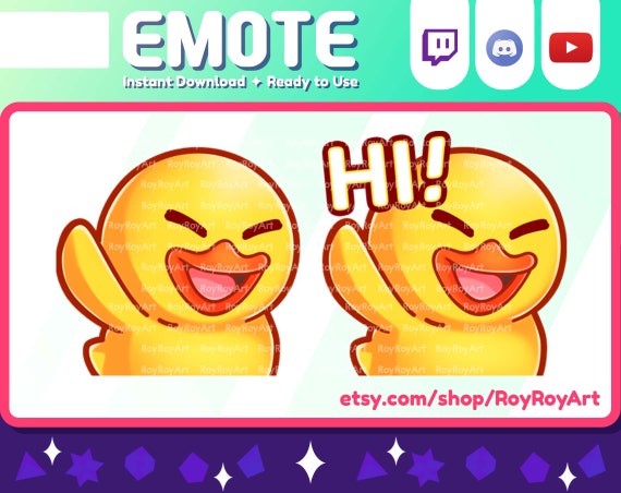 Twitch Emote Cute Yellow Duck Emote Hi Hello Waving / Stream | Etsy