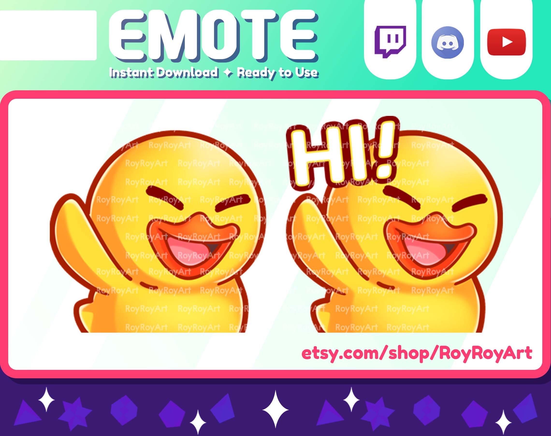 Twitch Emote Cute Yellow Duck Emote Hi Hello Waving / Stream | Etsy