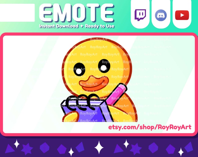 Twitch Emote Cute Yellow Duck Emote Taking Notes / Stream - Etsy