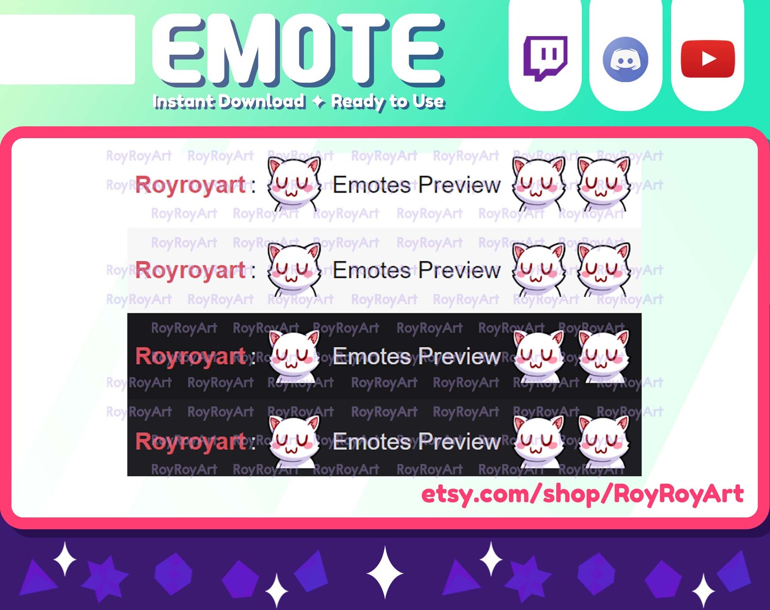 Twitch Emote - White Cat UWU Emote / Sub Emoji - Etsy