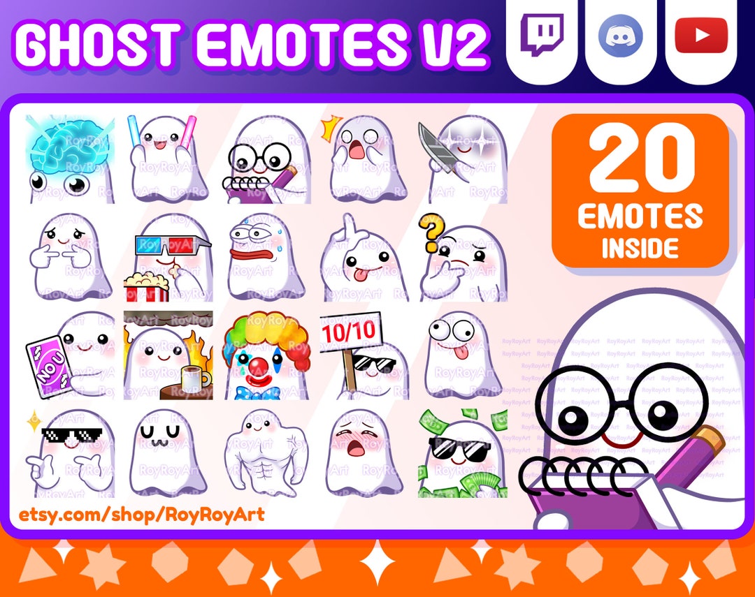 Twitch Emotes - Kawaii Ghost Emotes Mega Pack V2 / 20 Emotes Inside ...