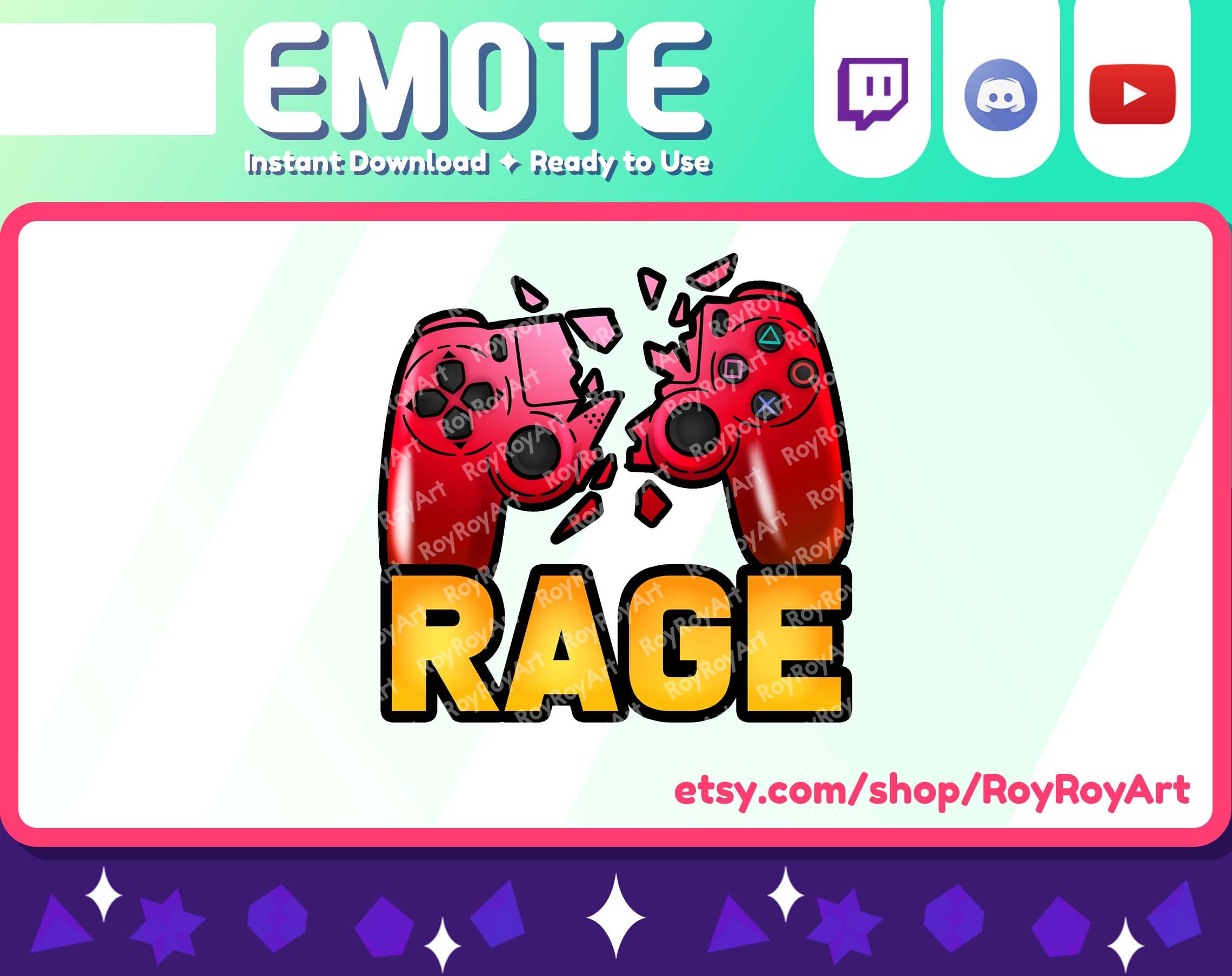 Twitch Emote Gamer Rage Broken Controller Red | Etsy Australia