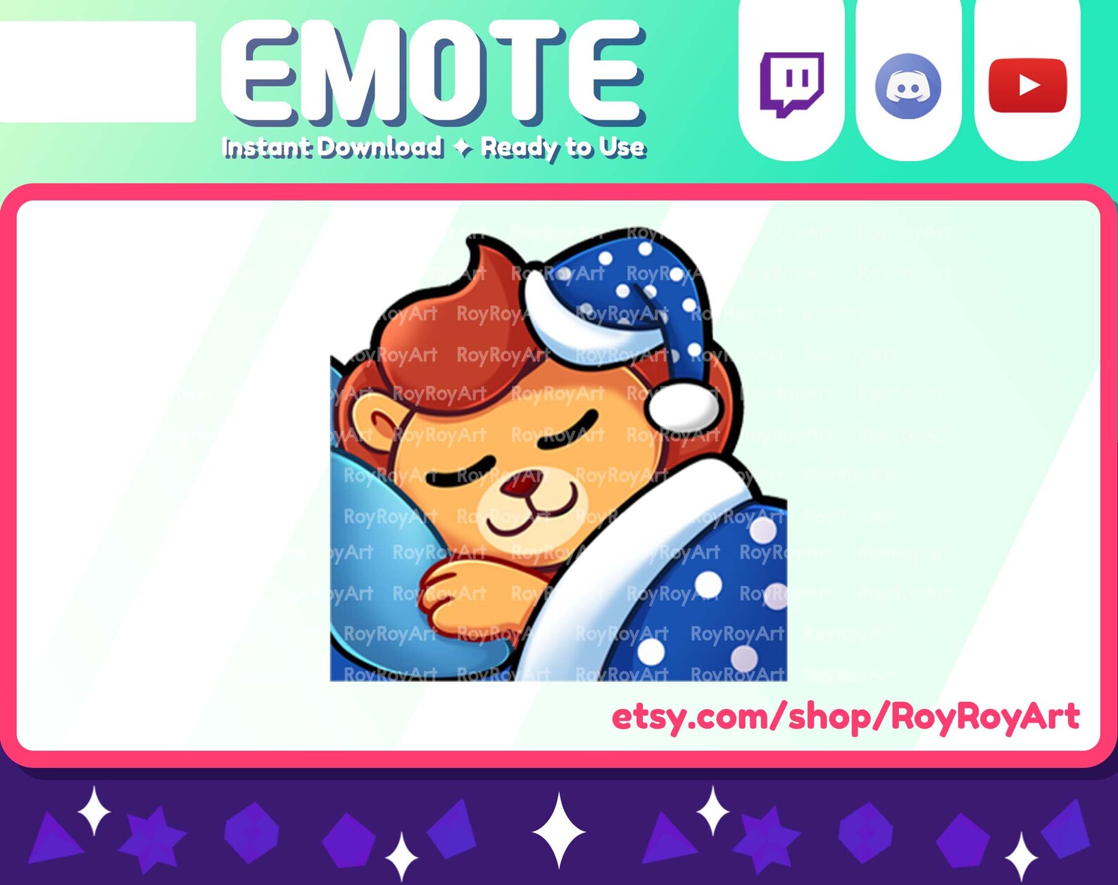 Twitch Emote - Cute Lion Sleep Emote / Sub Emoji - Etsy