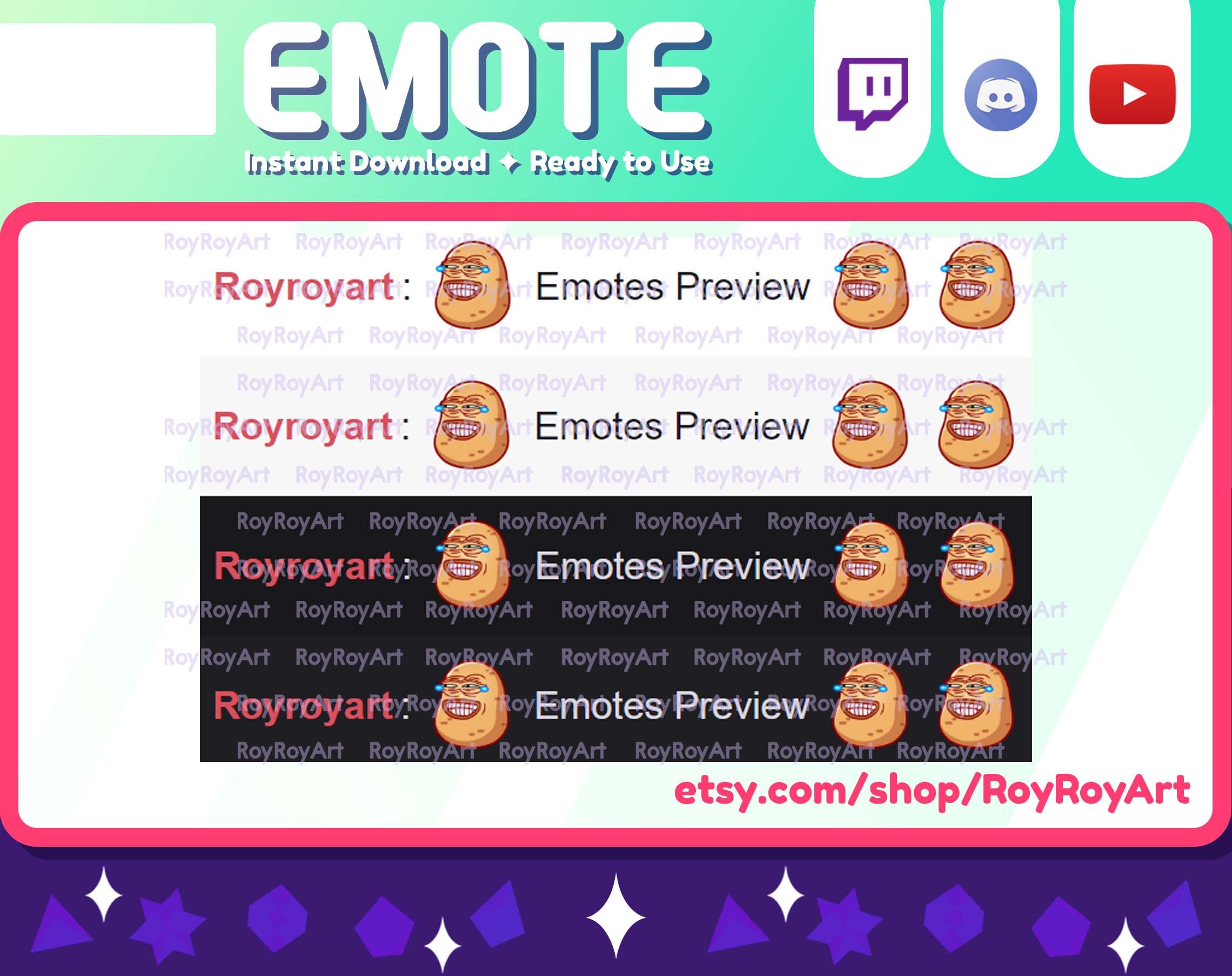 Twitch Emote - Cute Potato Lol Laughing Emote / Sub Emoji - Etsy