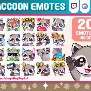Twitch Emotes - Raccoon Emotes Mega Pack / 20 Emotes Inside / Sub ...