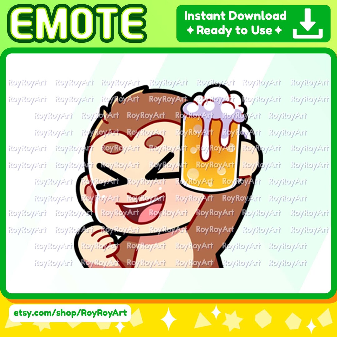 Twitch Emote - Cute Monkey Beer Cheers / Sub Emoji Discord - Etsy