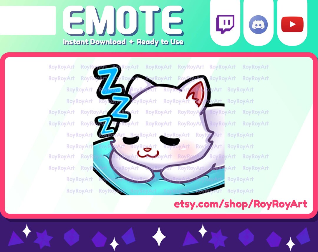 Twitch Emote - White Cat Sleeping Emote / Sub Emoji - Etsy