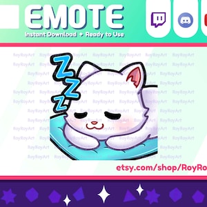 Twitch Emote - White Cat Sleeping Emote / Sub Emoji - Etsy