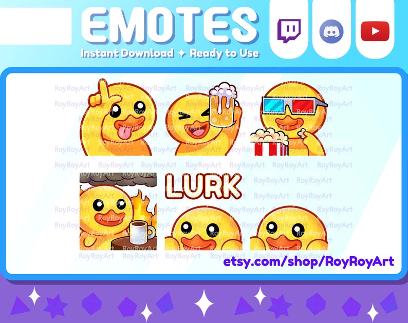 Twitch Emotes Cute Yellow Duck Emotes Pack 7 / Sip Angry - Etsy