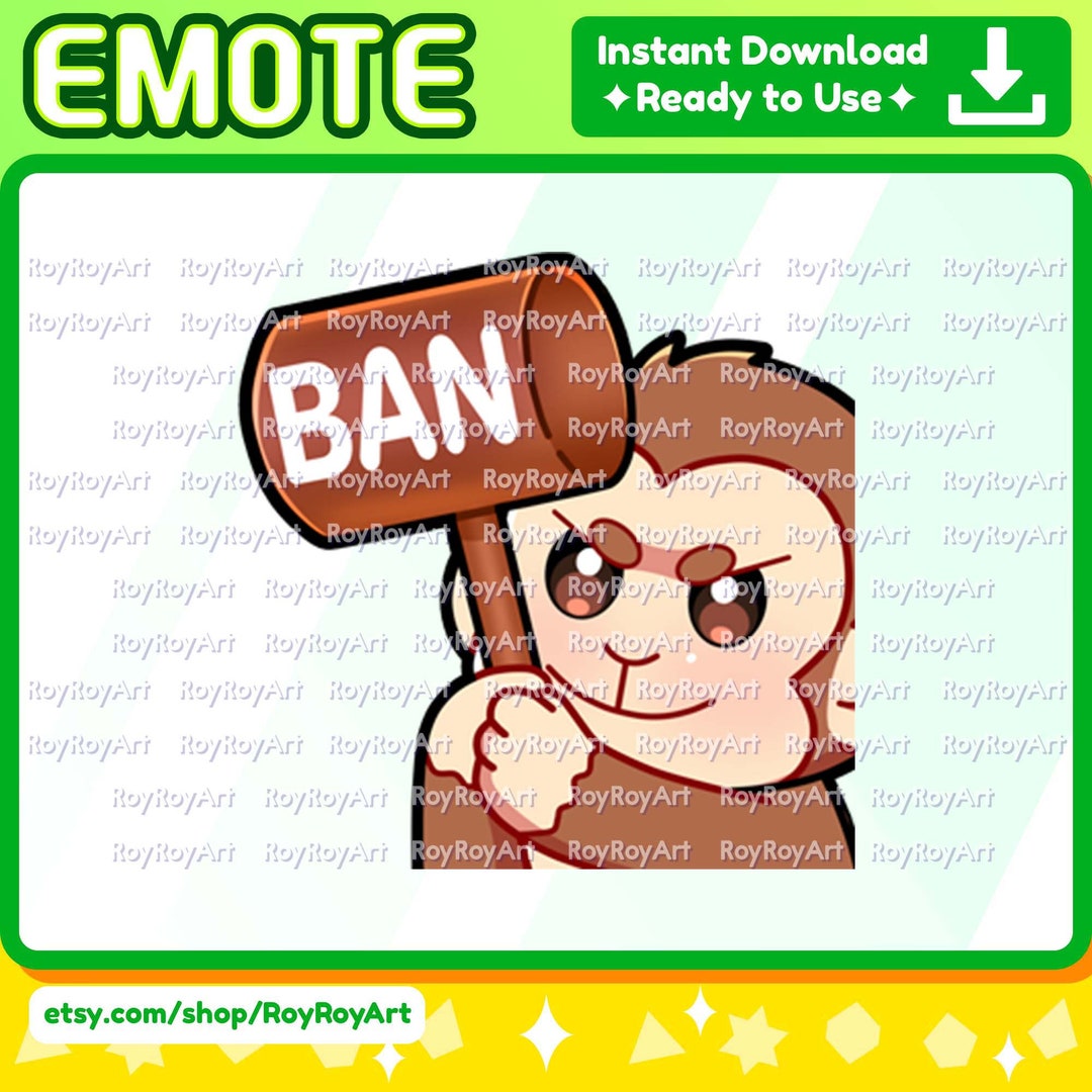 Twitch Emote - Cute Monkey Ban Hammer / Sub Emoji Discord - Etsy