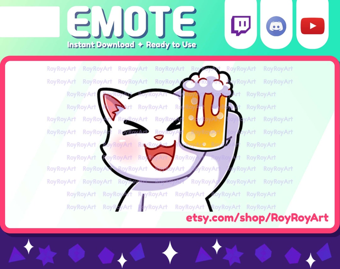 Twitch Emote - White Cat Beer Emote / Sub Emoji - Etsy