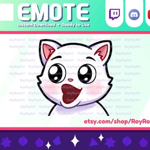Twitch Emote - White Cat Poggers POG Emote / Sub Emoji - Etsy