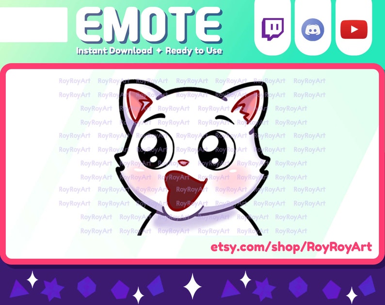 Twitch Emote - White Cat Poggers POG Emote / Sub Emoji - Etsy