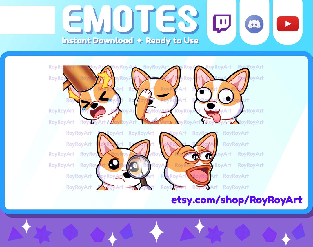Twitch Emotes - Cute Corgi Emotes Pack 2 / Bonk, Facepalm, Dumb, Sus ...