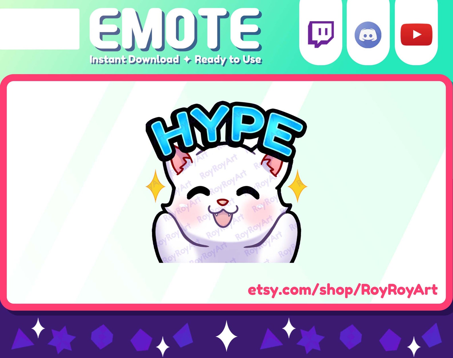 Twitch Emote White Cat Hype - Etsy