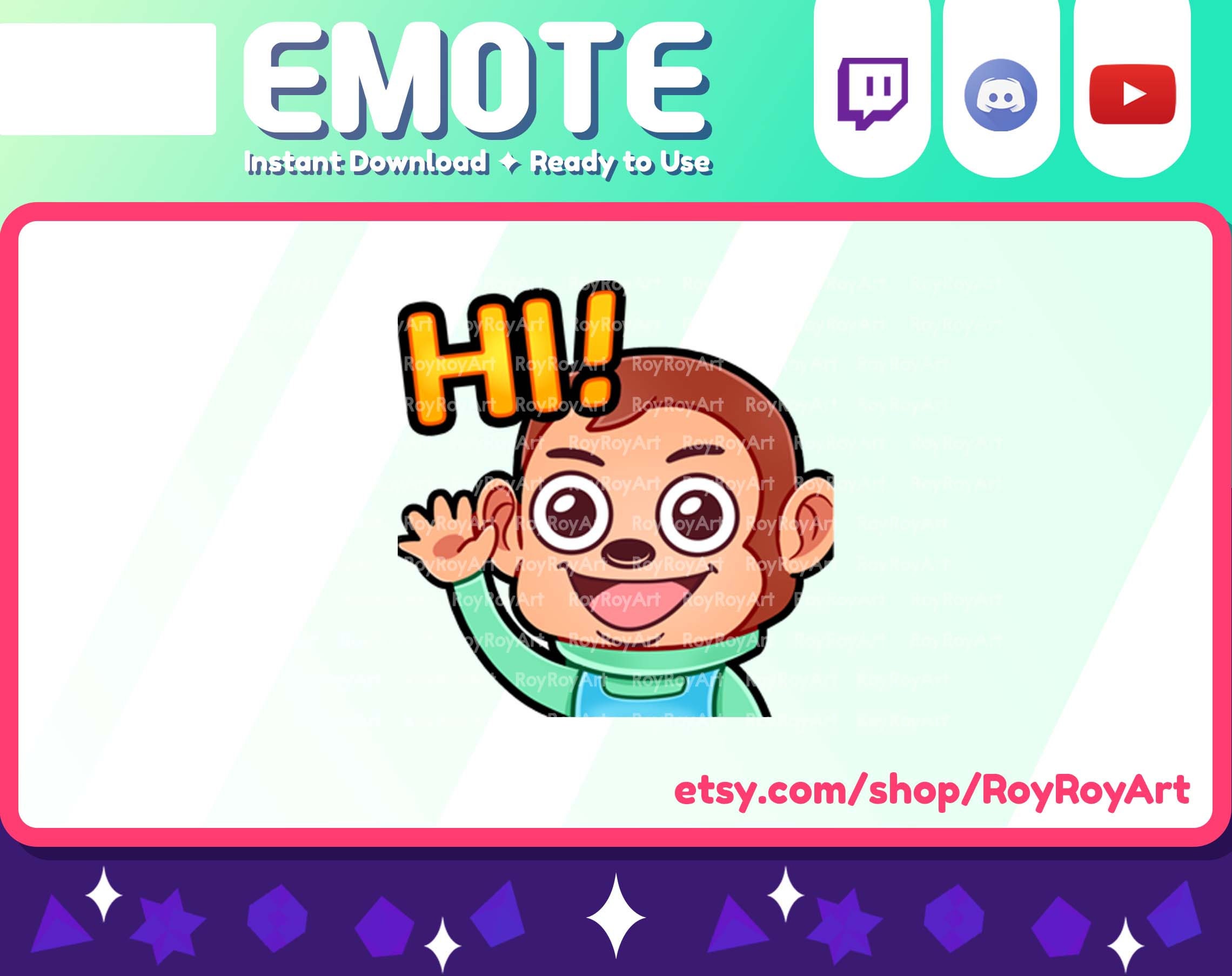 Twitch Emote Monkey Hi Emote / Sub Emoji | Etsy