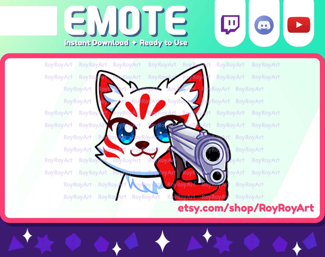 Twitch Emote Kitsune White Fox Gun Sub Emoji - Etsy