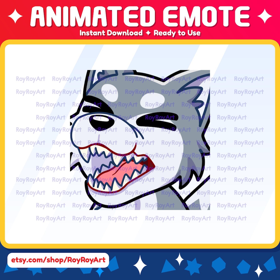 Twitch Emote Animated - Cute Grey Wolf Barking Emote Animated Gif - Etsy