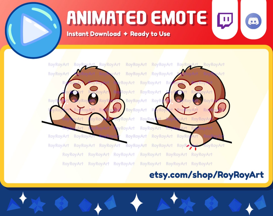 Twitch Emote Animated - Cute Monkey Bongo Emote Animated Gif - Etsy