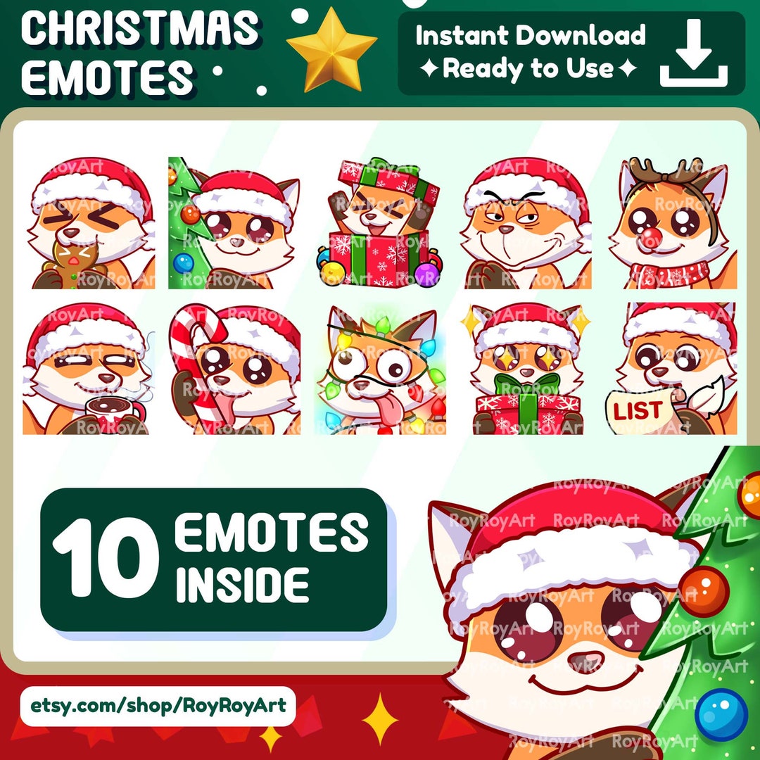 Twitch Emotes Christmas - Cute Fox Christmas Emotes Pack / Sub Emojis ...