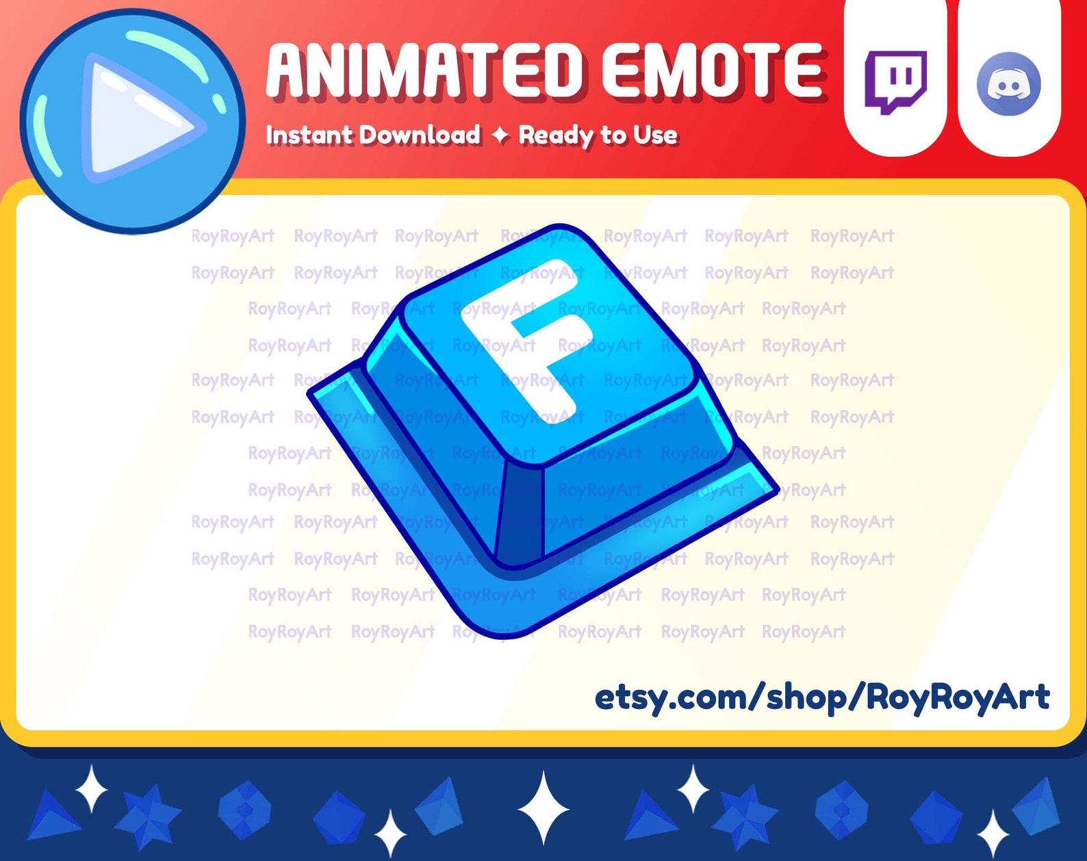 Twitch Emote Animated F Keyboard Blue - Etsy