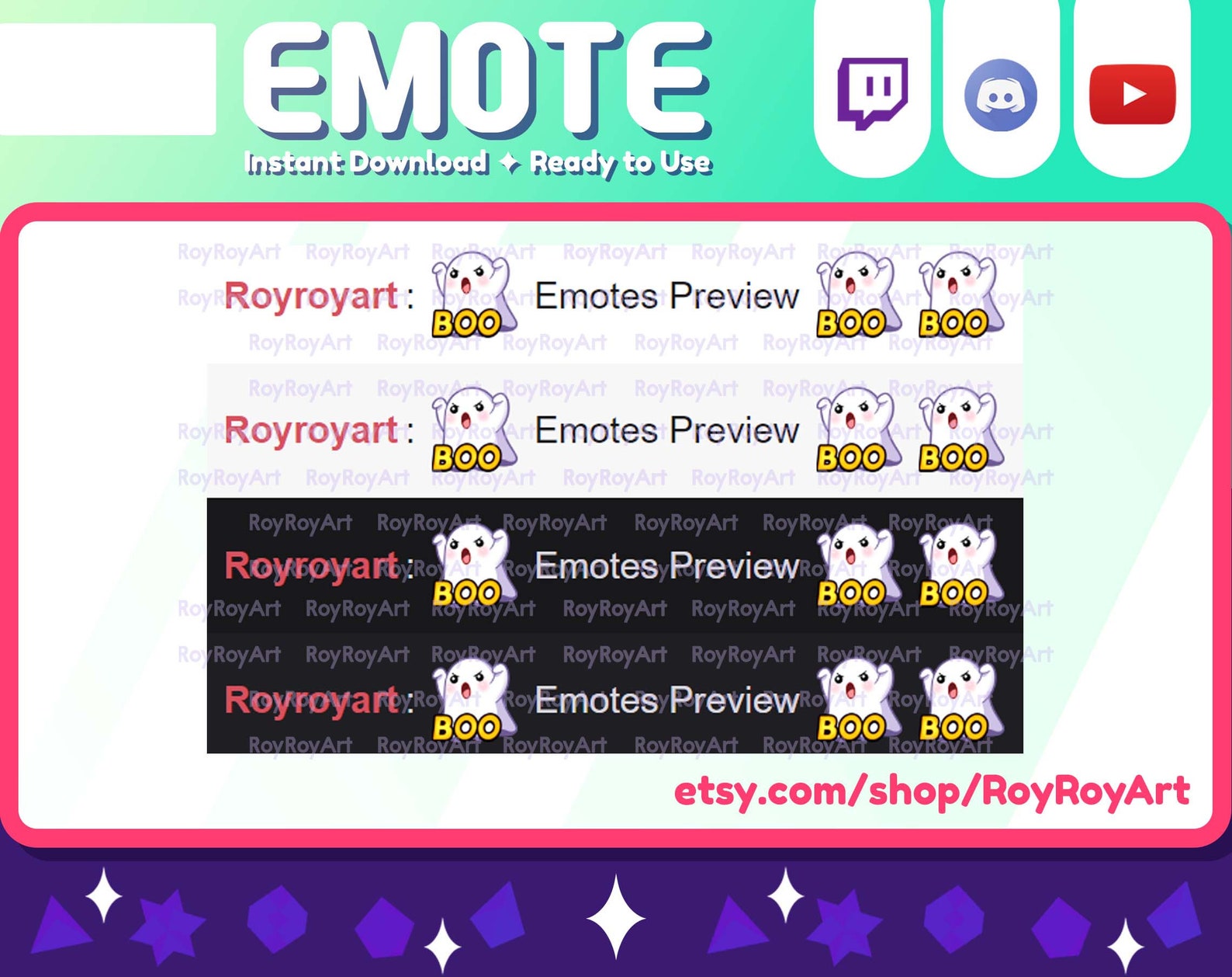 Twitch Emote Kawaii Ghost Boo Emote / Sub Emoji - Etsy