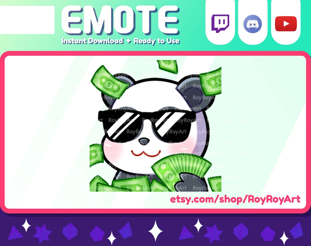 Twitch Emote - Cute Panda Dollar Money Emote / Sub Emoji - Etsy