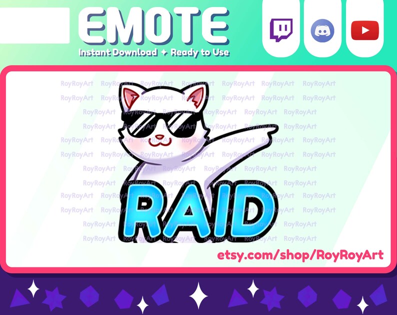 Twitch Emote White Cat Raid Emote / Sub Emoji - Etsy