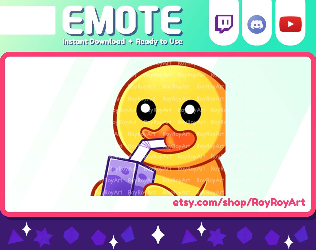 Twitch Emote - Cute Yellow Duck Emote Sipping Drink / Stream Sub Emoji ...