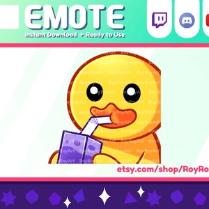 Twitch Emote - Cute Yellow Duck Emote Sipping Drink / Stream Sub Emoji ...