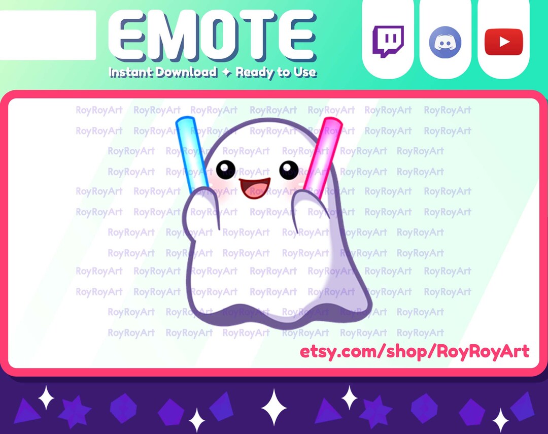 Twitch Emote - Kawaii Ghost Rave Lightsticks Emote / Sub Emoji - Etsy