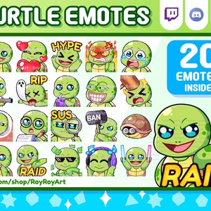 Twitch Emotes - Cute Turtle Emotes Mega Pack / 20 Emotes Inside / Sub ...