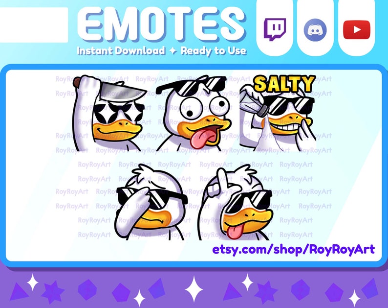 Twitch Emotes Cool Duck Emotes Pack 6 / Knife Derp Salty - Etsy