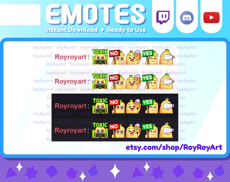 Twitch Emotes - Cute Banana Pack 11 / Toxic, NO, YES, Beer, Booba / Sub ...